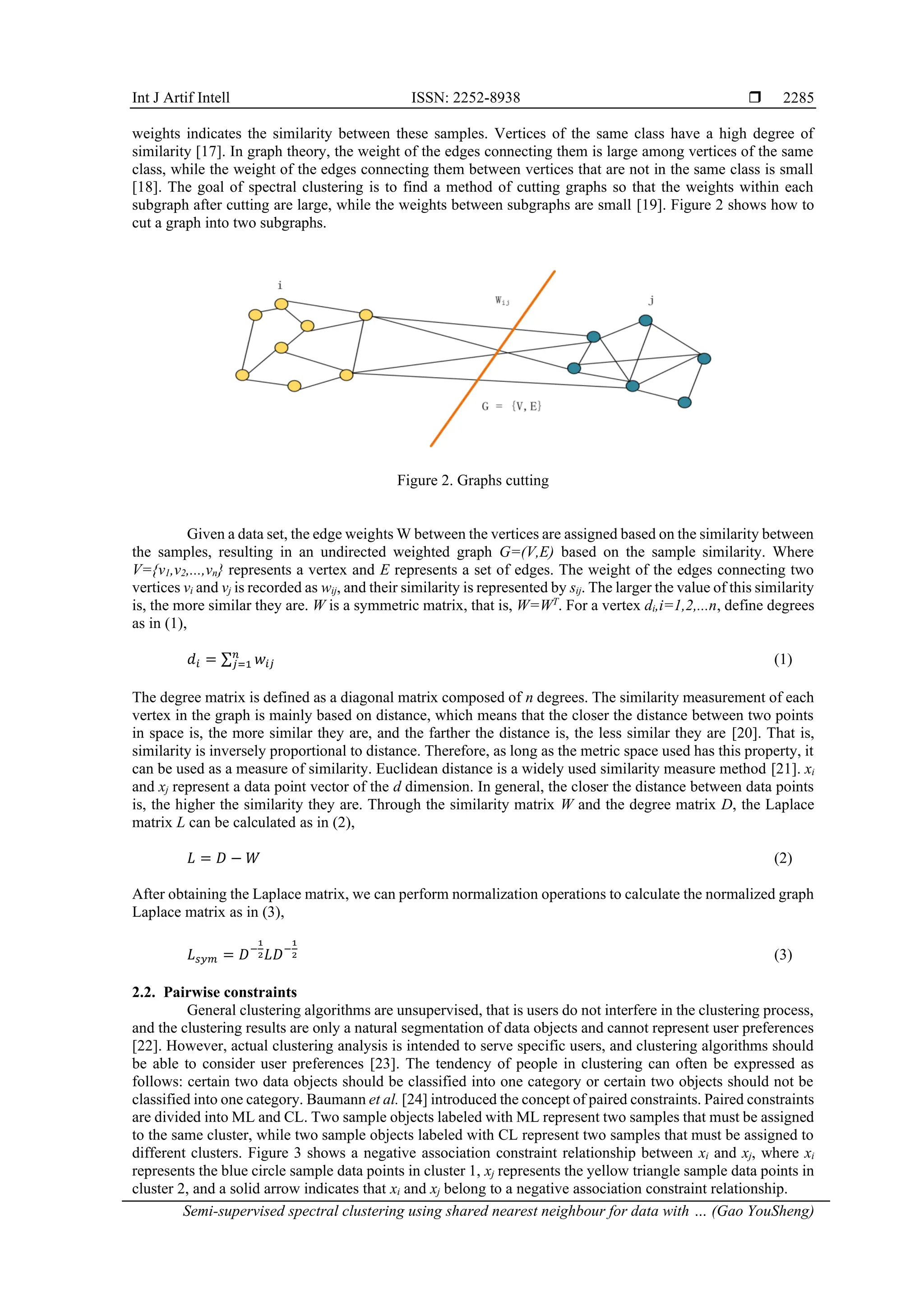 Semi-supervised spectral clustering using shared nearest neighbor for data with different shape ...