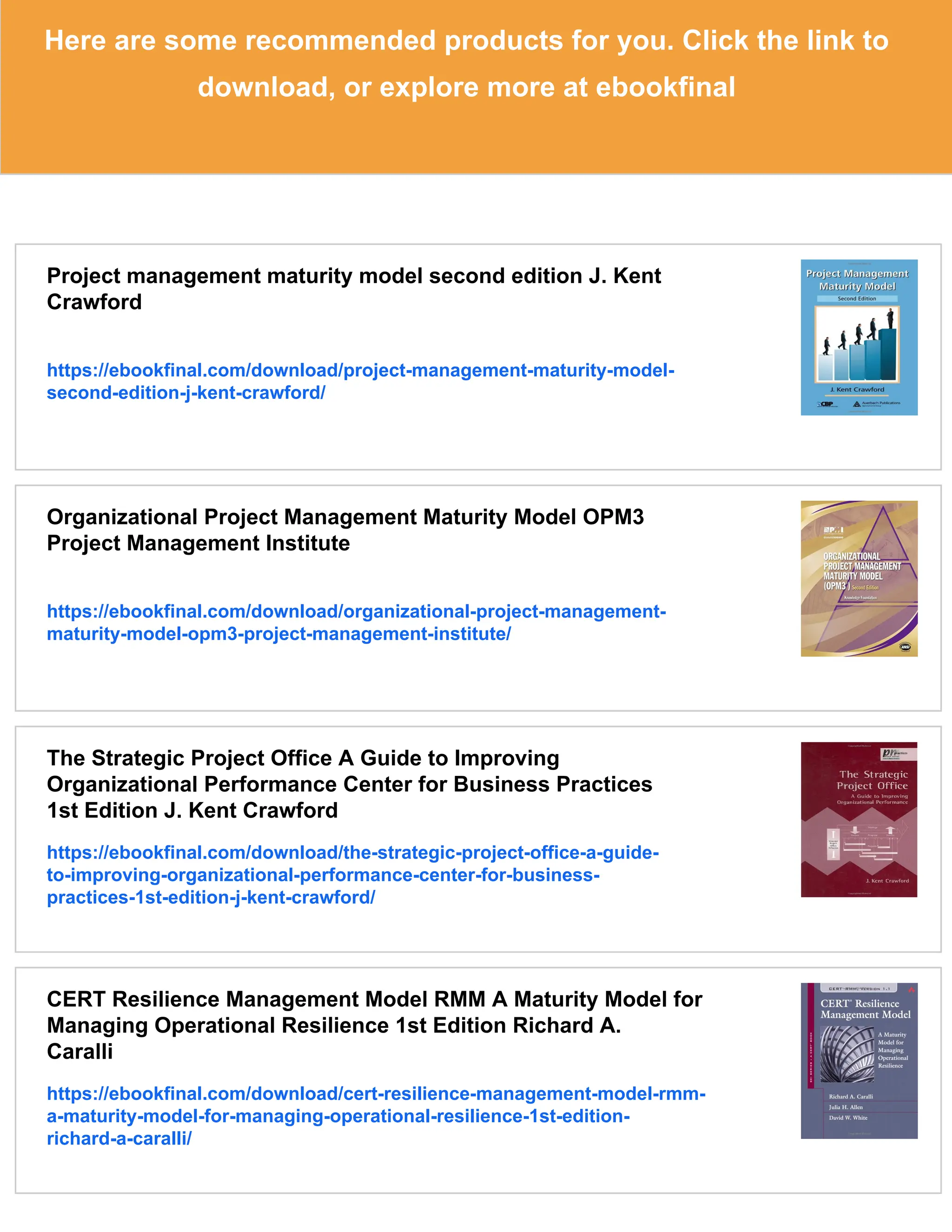 Project Management Maturity Model Third Edition J. Kent Crawford | PDF