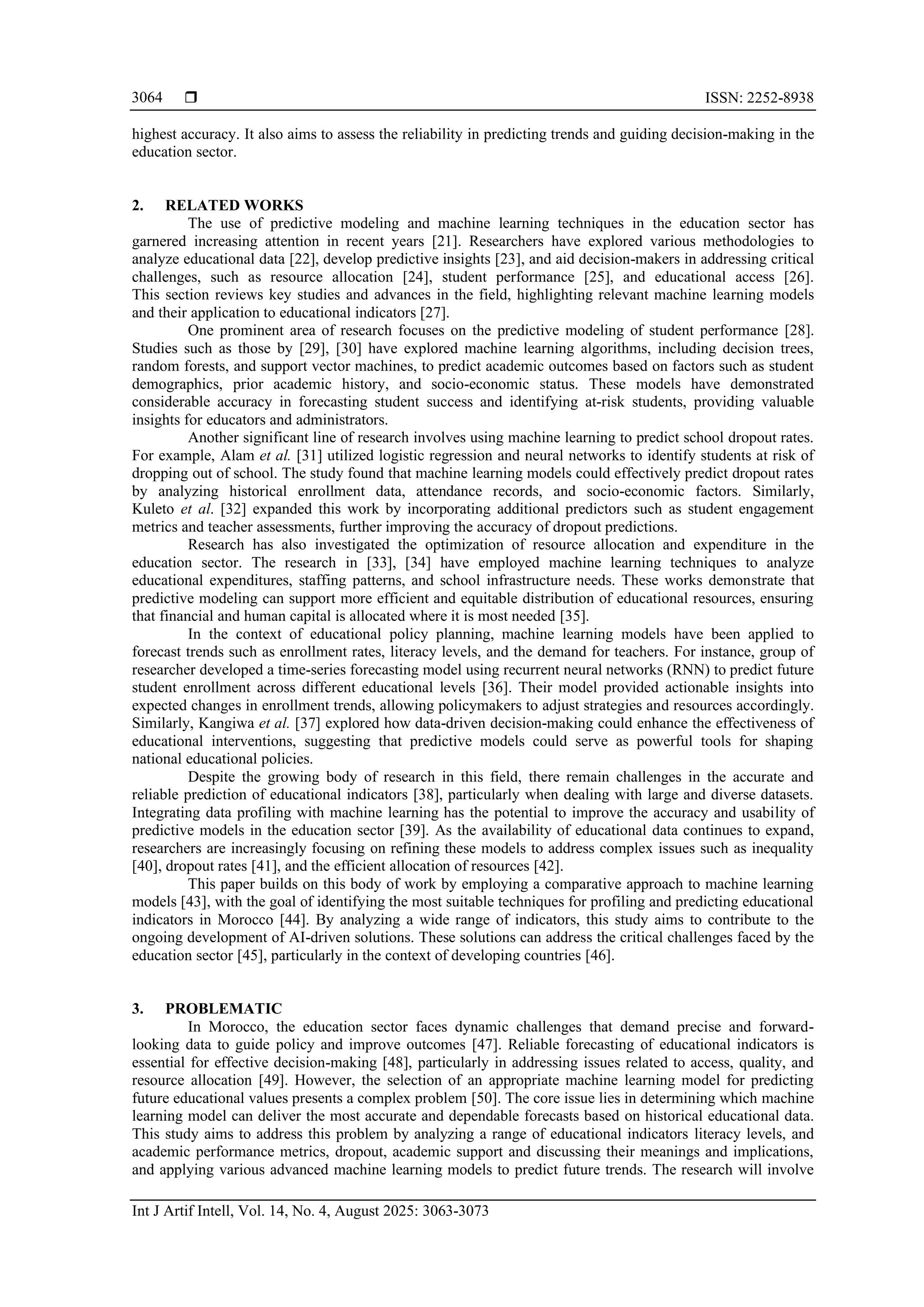 Artificial intelligence predictive modeling for educational indicators ...