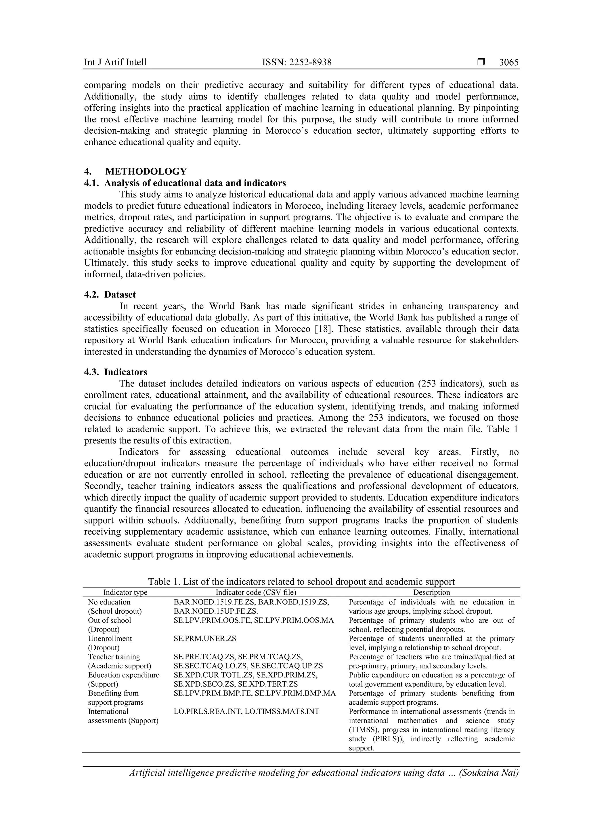 Artificial intelligence predictive modeling for educational indicators ...