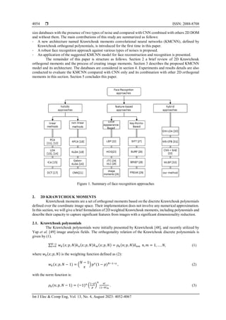 Robust face recognition using convolutional neural networks combined with Krawtchouk moments ...