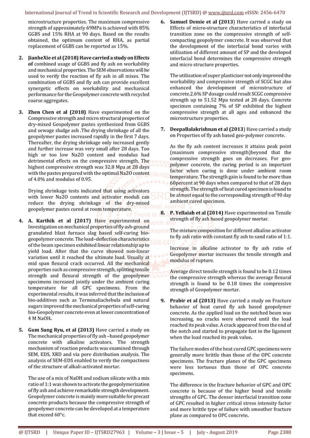 A Review Paper on Strength Development of SCMS Based Geopolymer Cement ...