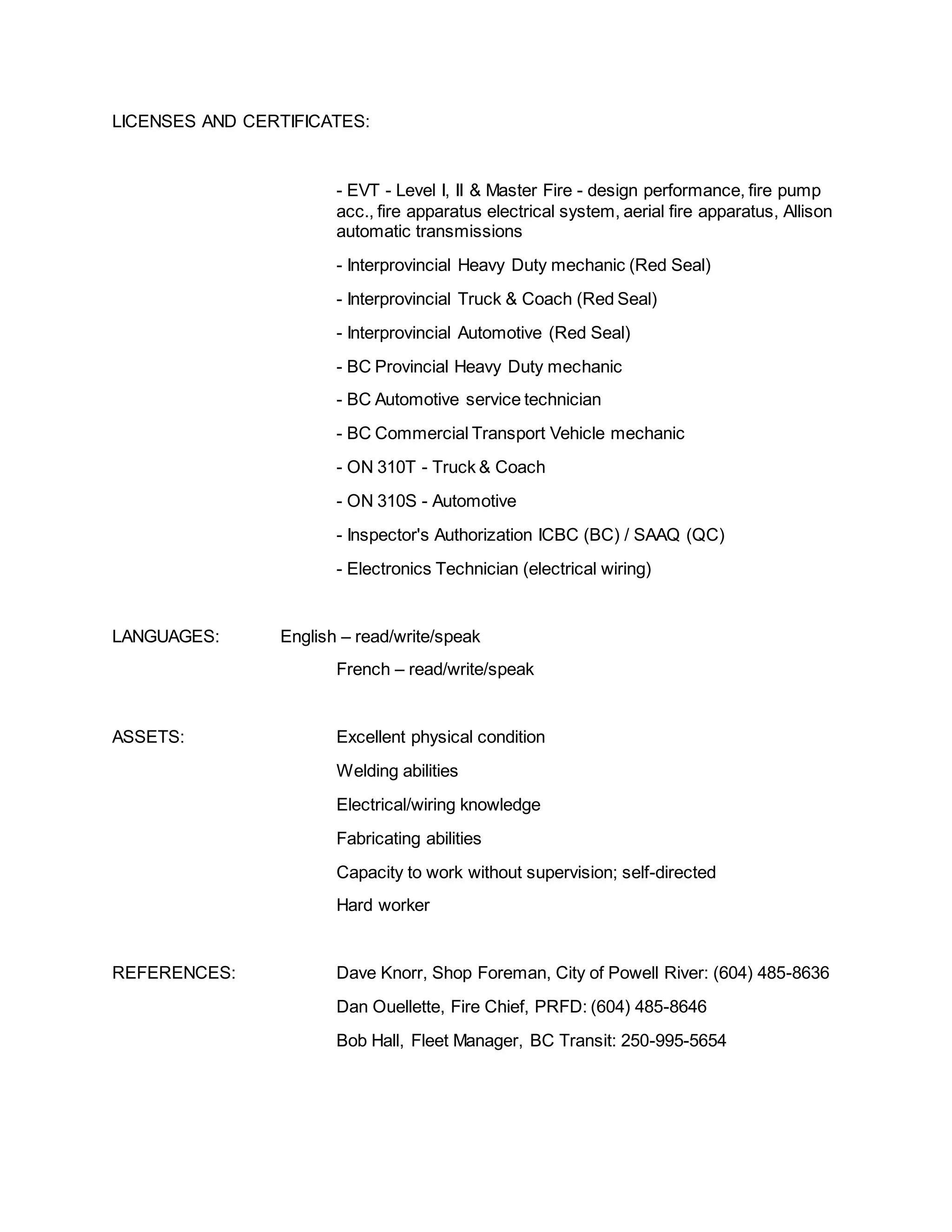 CV G_Tetreault - (HDM-Red Seal) | DOCX | Commercial Trucks | Auto Body ...