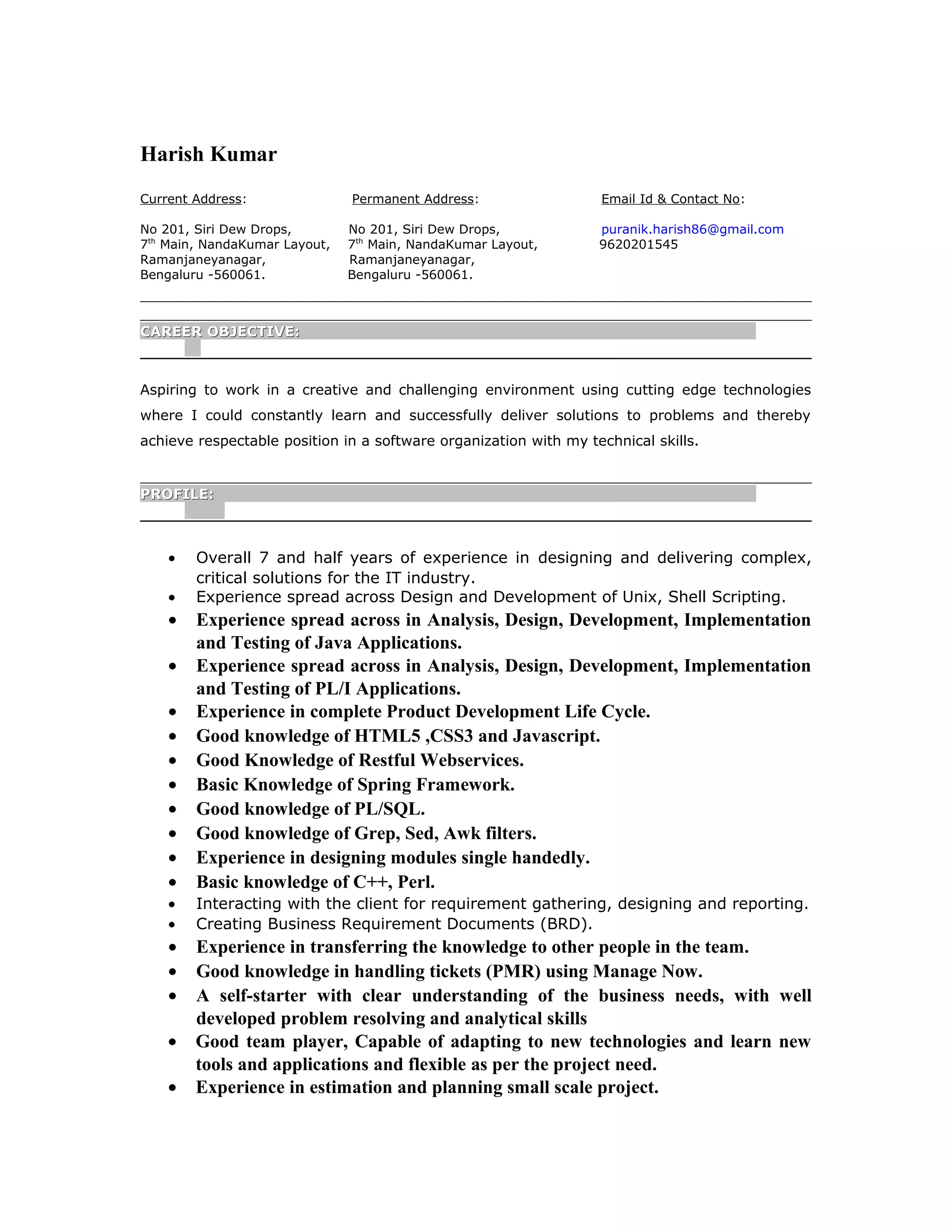 Harish_Resume | DOC