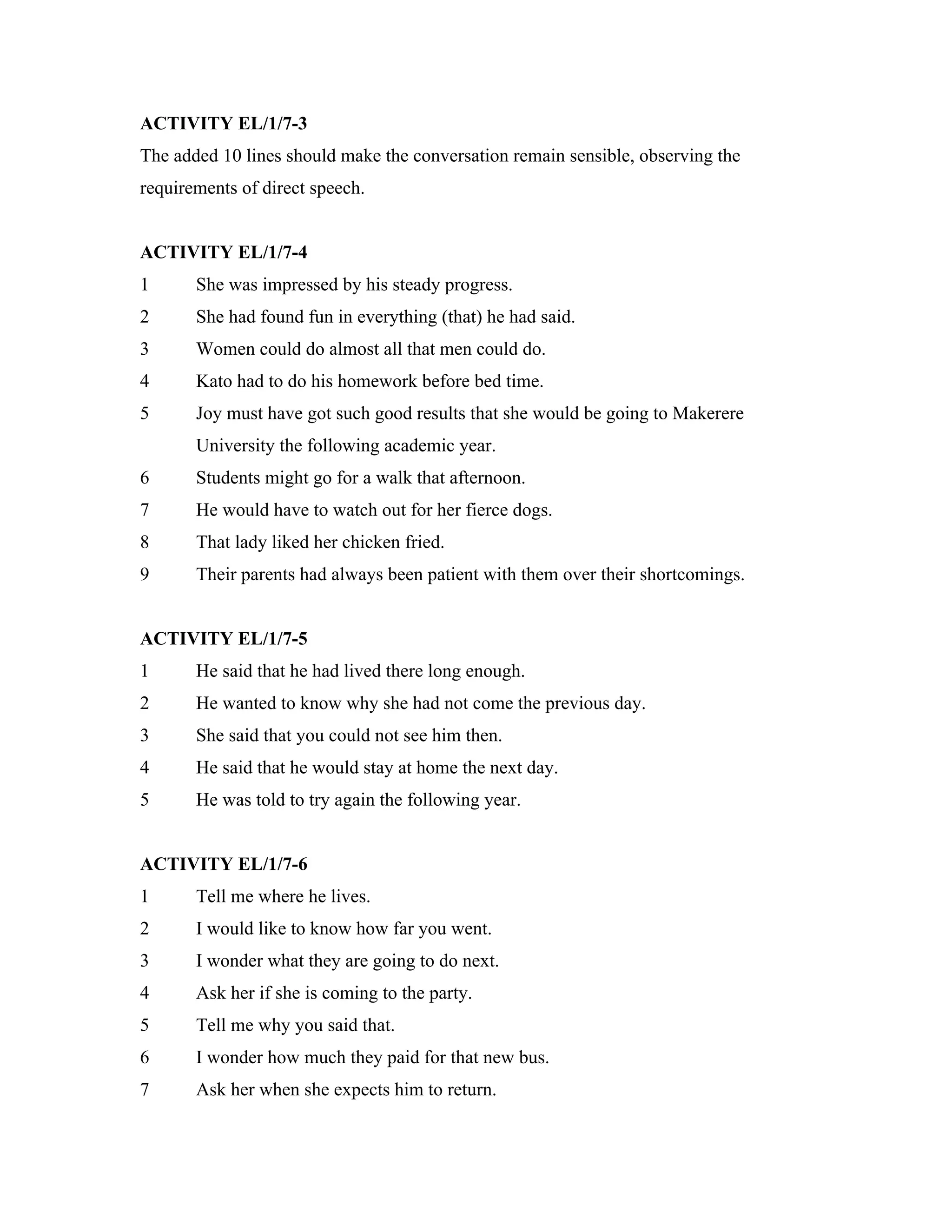 Direct and Indirect Speech Notes | PDF