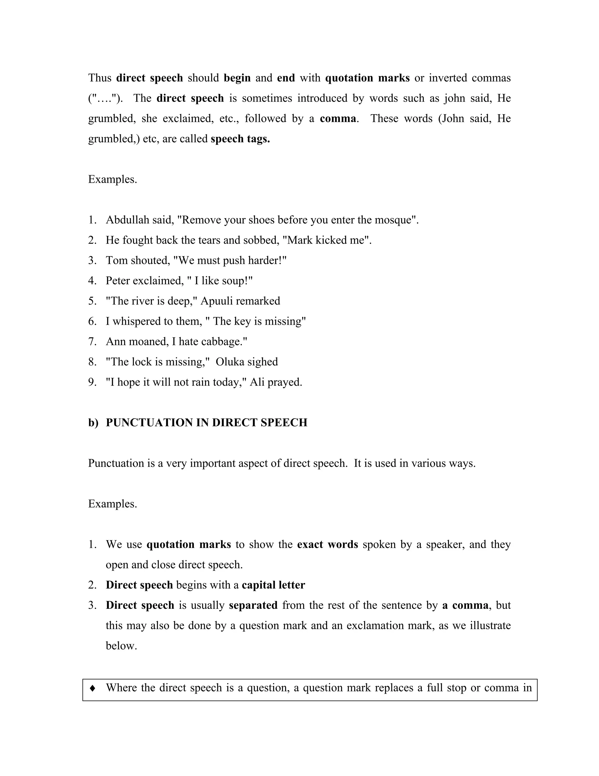 Direct and Indirect Speech Notes | PDF