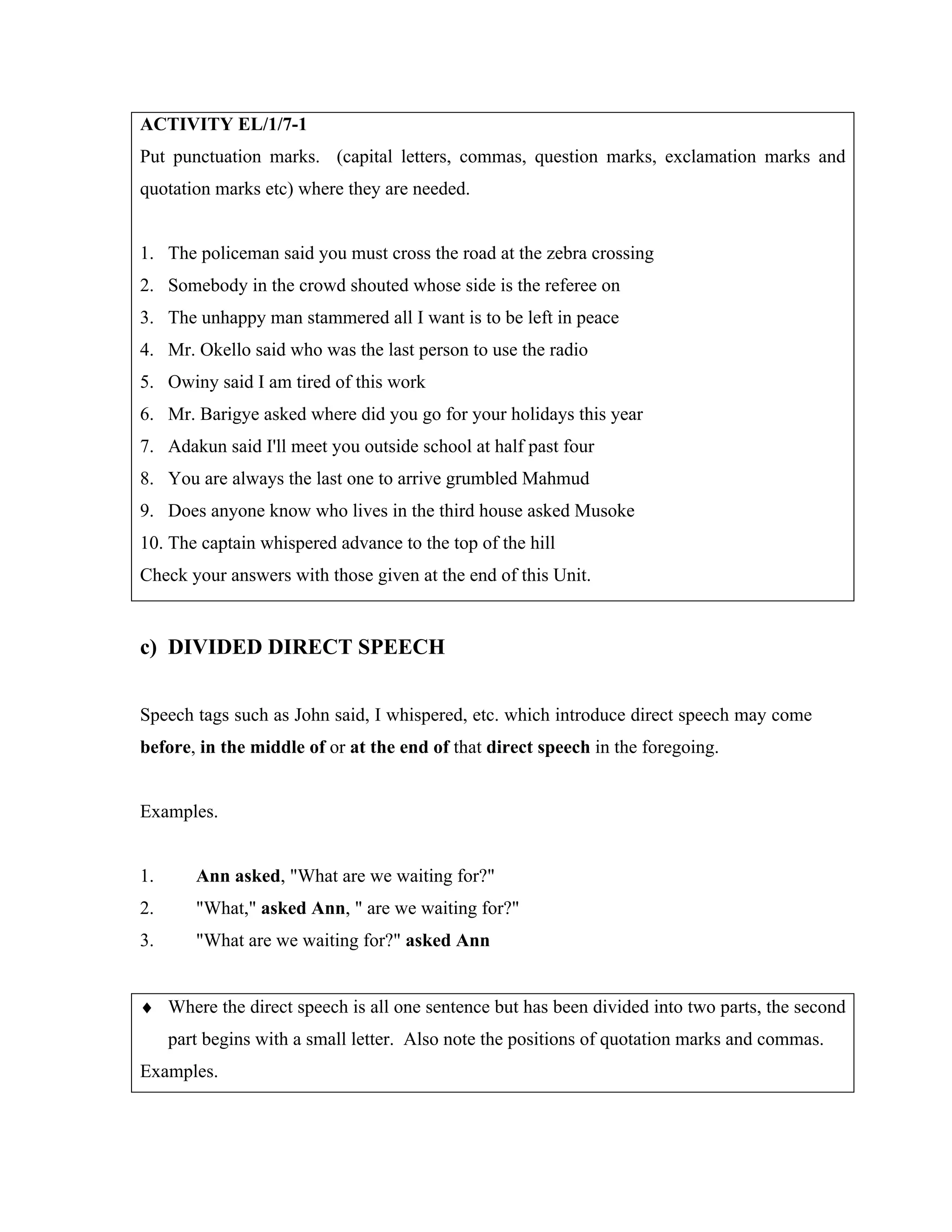 Direct and Indirect Speech Notes | PDF