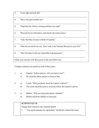 Direct and Indirect Speech Notes | PDF