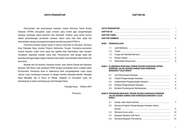 RTRK Koridor Jalan Adonis Samad dan Kawasan Bandara Tjilik Riwut | PDF