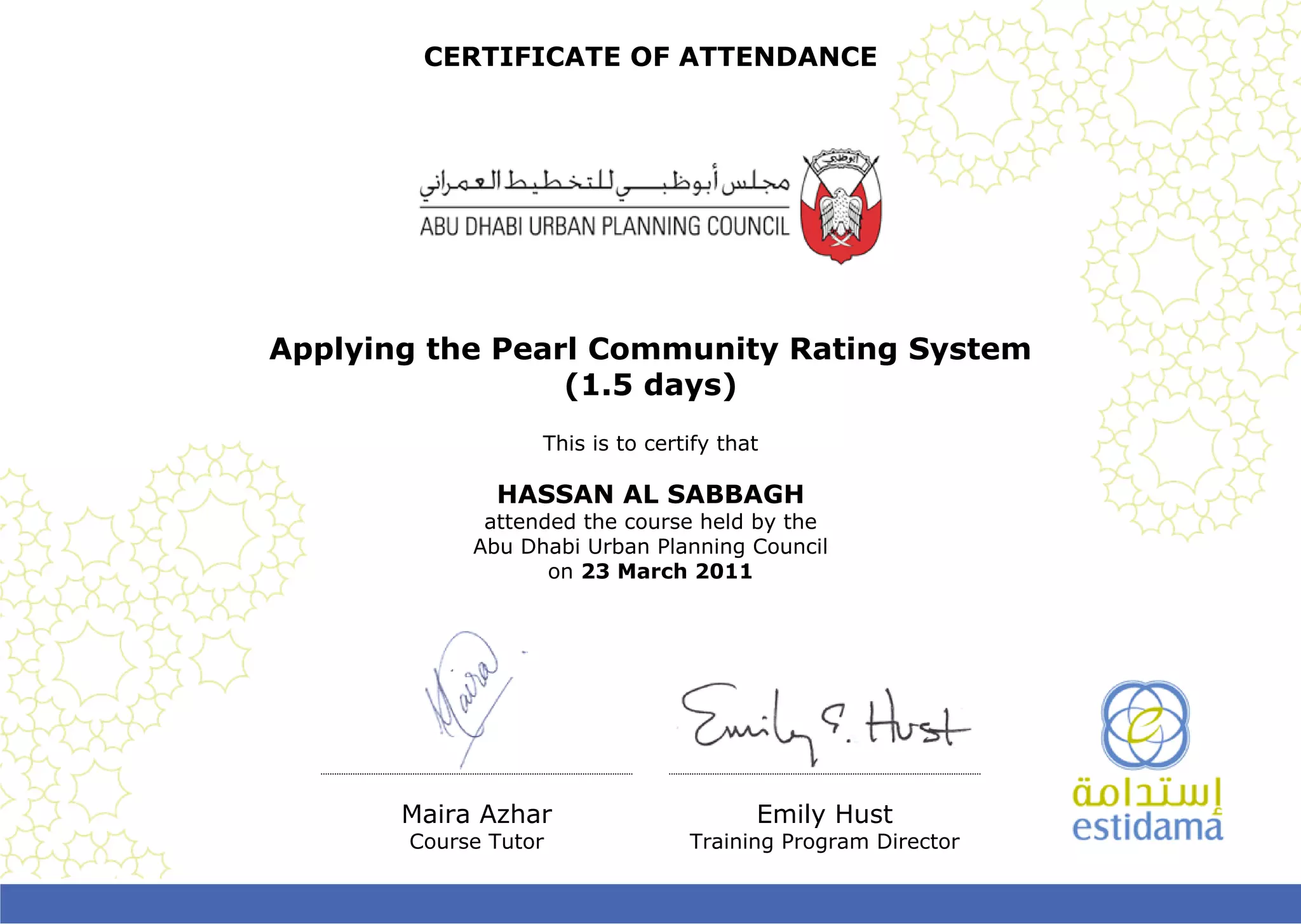 10- Estidama Certificate Hassan (2) | PDF