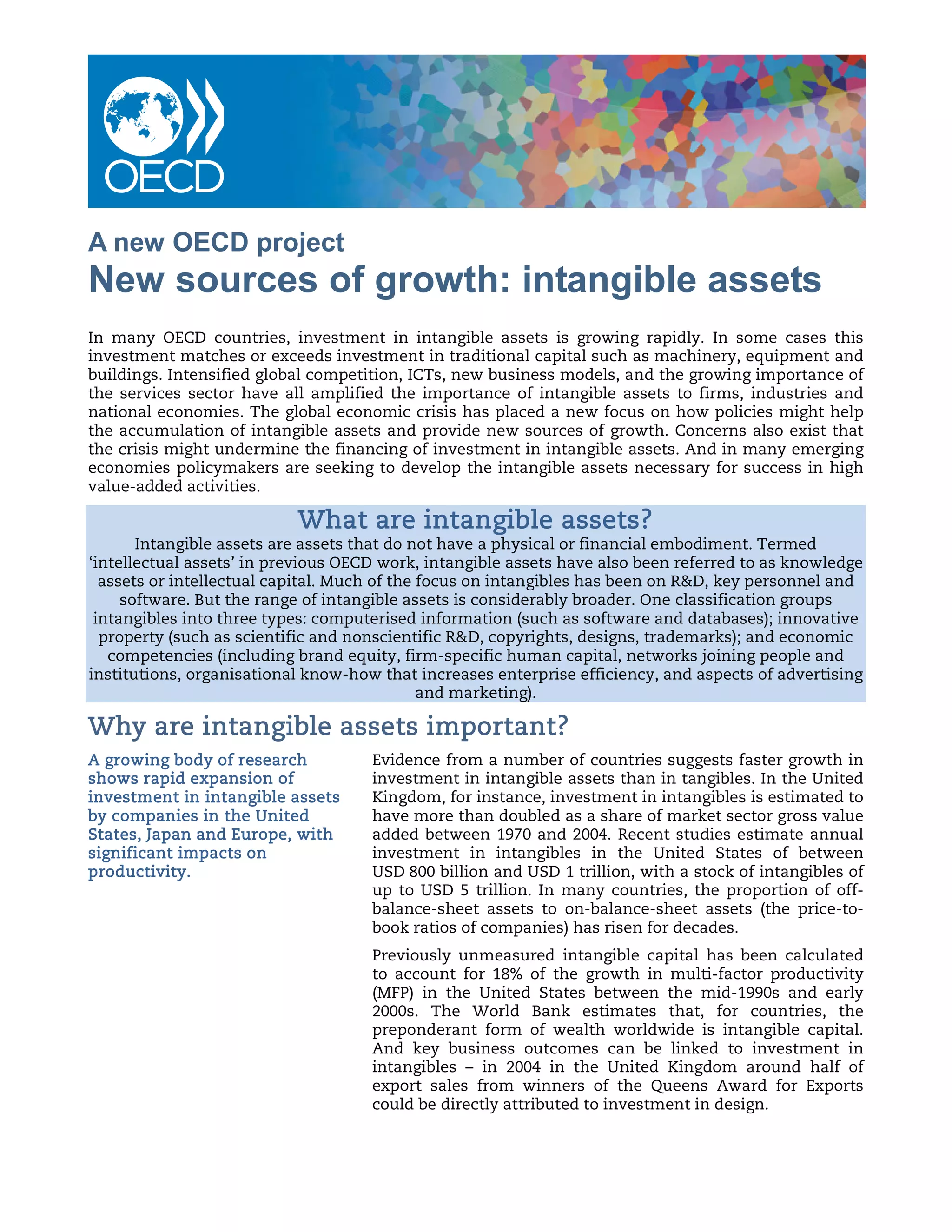 Intangibles: the new sources of growth (OECD project) | PDF