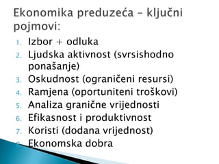 Ekonomika preduzeća 1 | PPT
