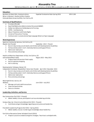 Alexa's Recent Resume | DOCX