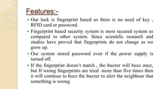 FINGERPRINT DOORLOCK USING ARDUINO UNO _ | PPTX