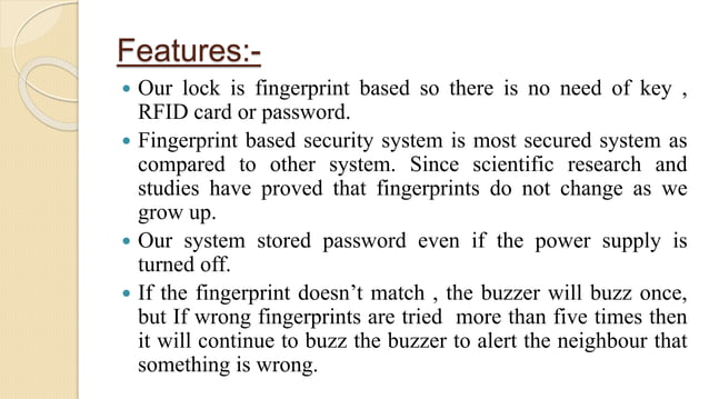FINGERPRINT DOORLOCK USING ARDUINO UNO _ | PPTX
