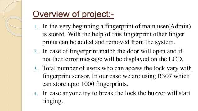 FINGERPRINT DOORLOCK USING ARDUINO UNO _ | PPTX