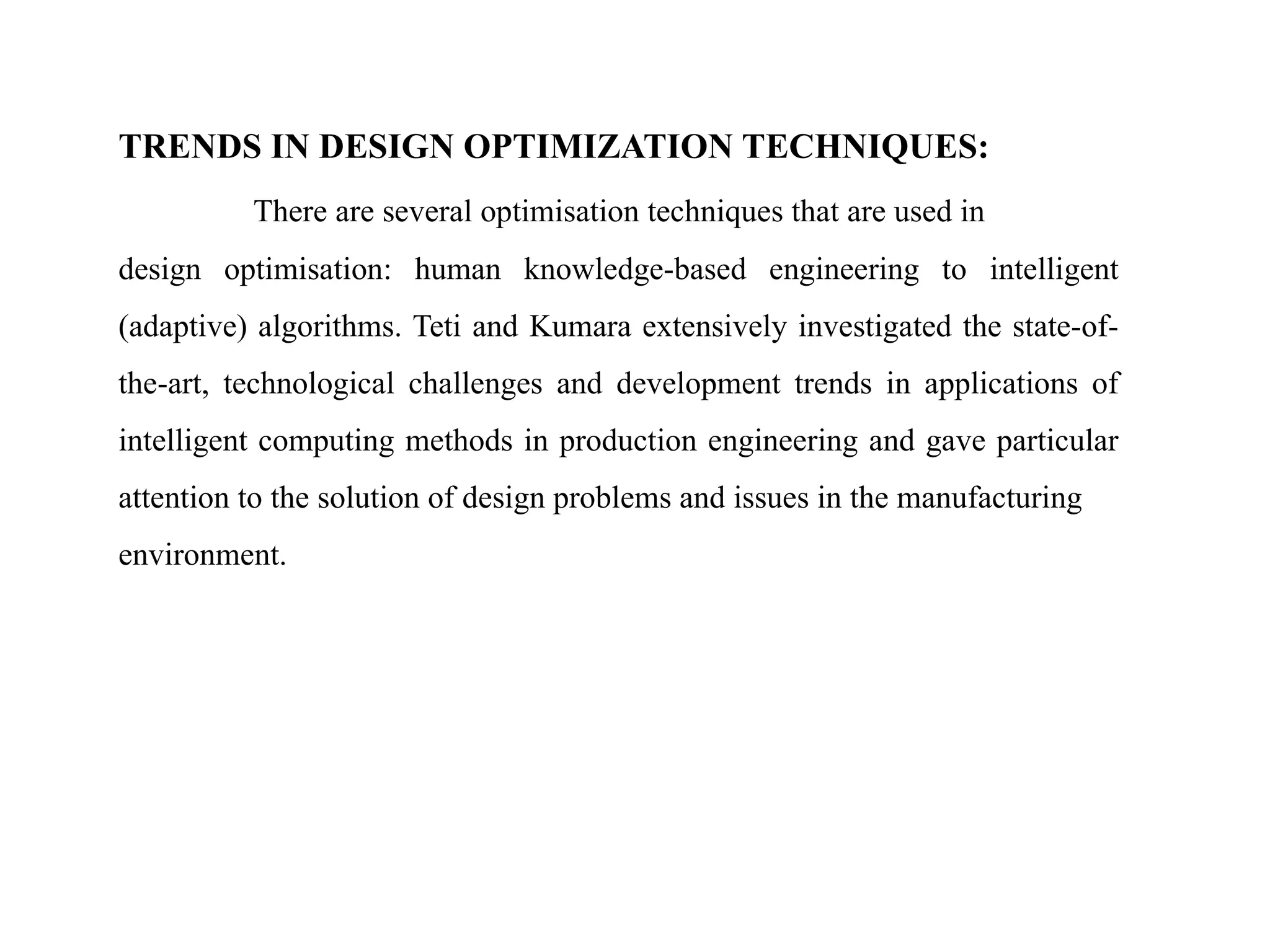 Recent Advances In Engineering Design And Optimization | PPTX