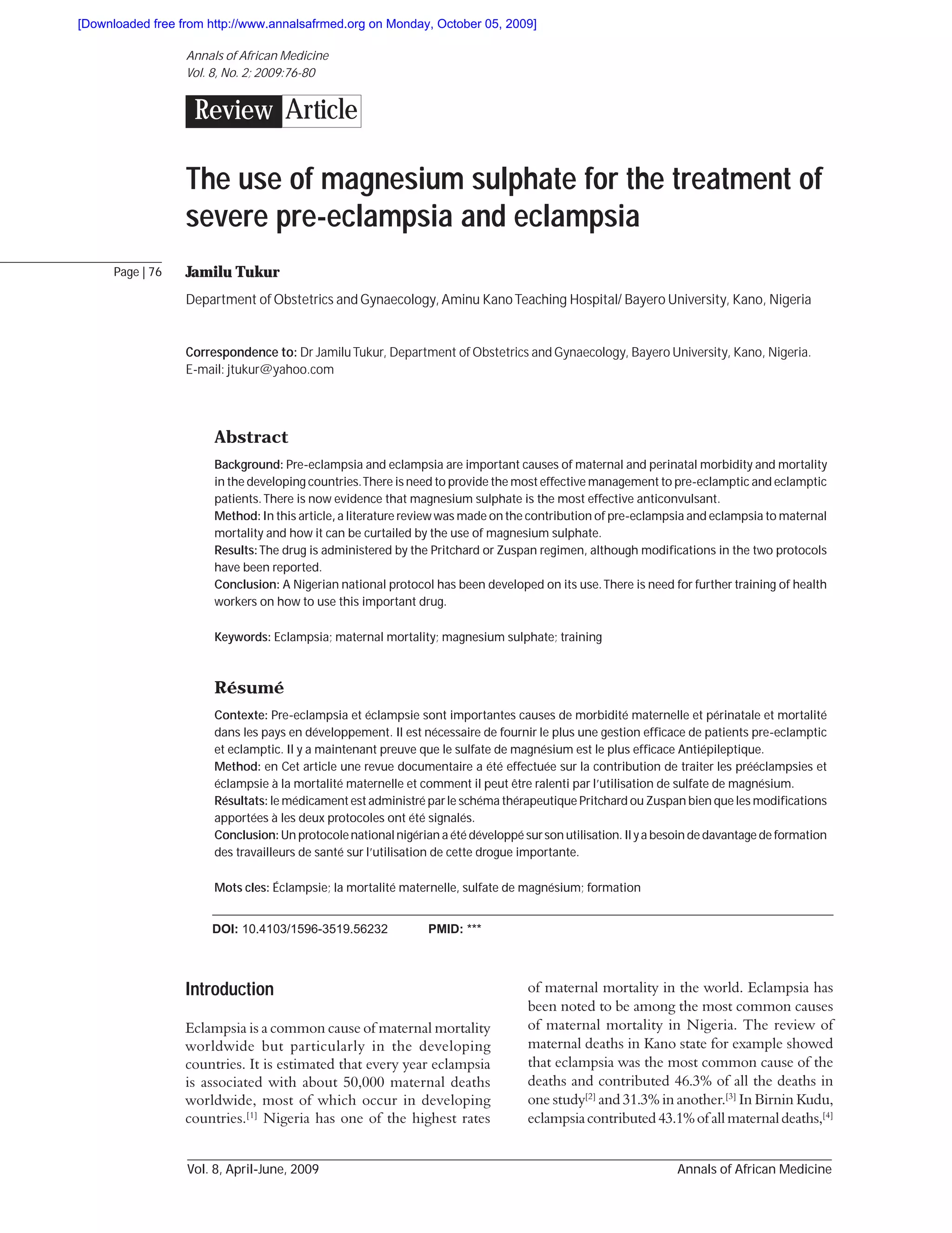 MgSO4 | PDF
