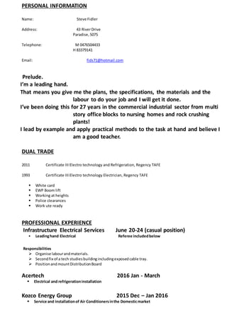 Steve Fidler CV 2016 | DOCX | Professional School | Postgraduate Education