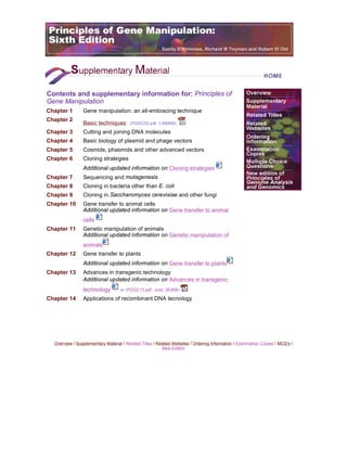 Principles Of Gene Manipulation 6th Edition Sandy B Primrose | PDF