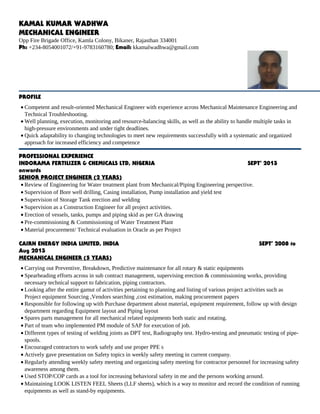 Kamal resume | DOC | Civil Engineering Industry | Industries