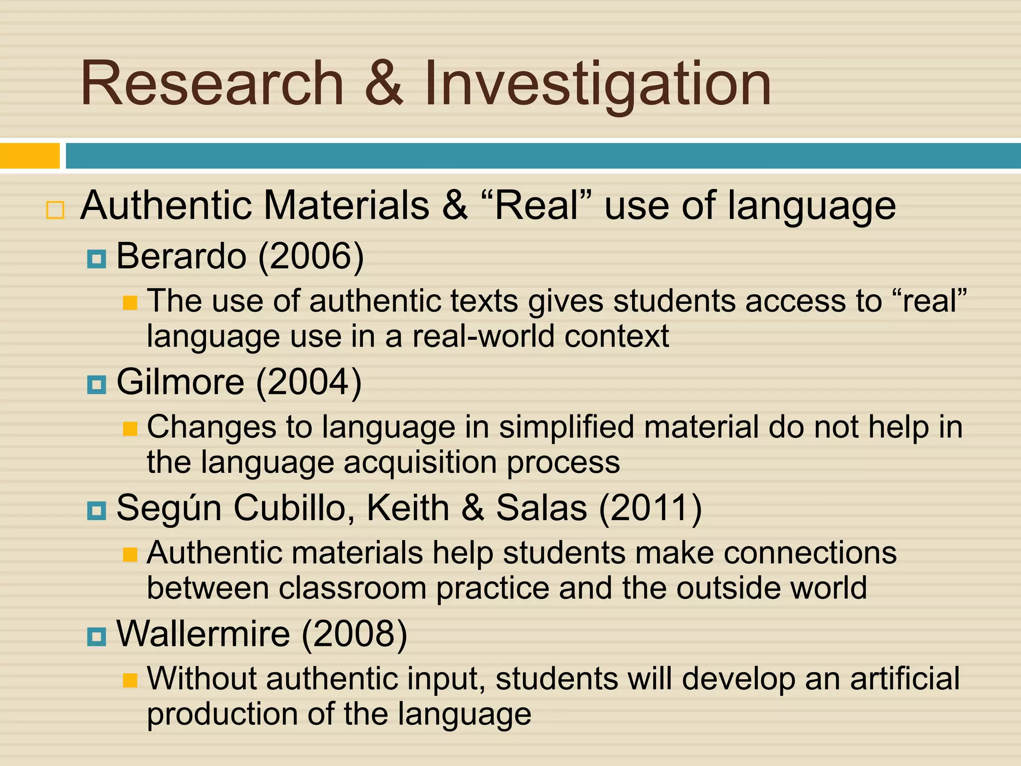 Authentic materials in the classroom-prescott presentation | PPT