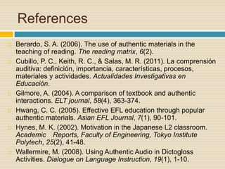 Authentic materials in the classroom-prescott presentation | PPTX