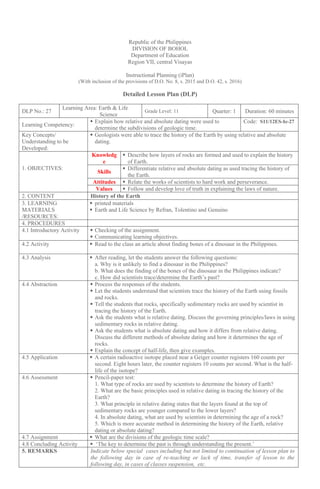 detailed lesson plan in quarter 1 in earth and life science | DOCX
