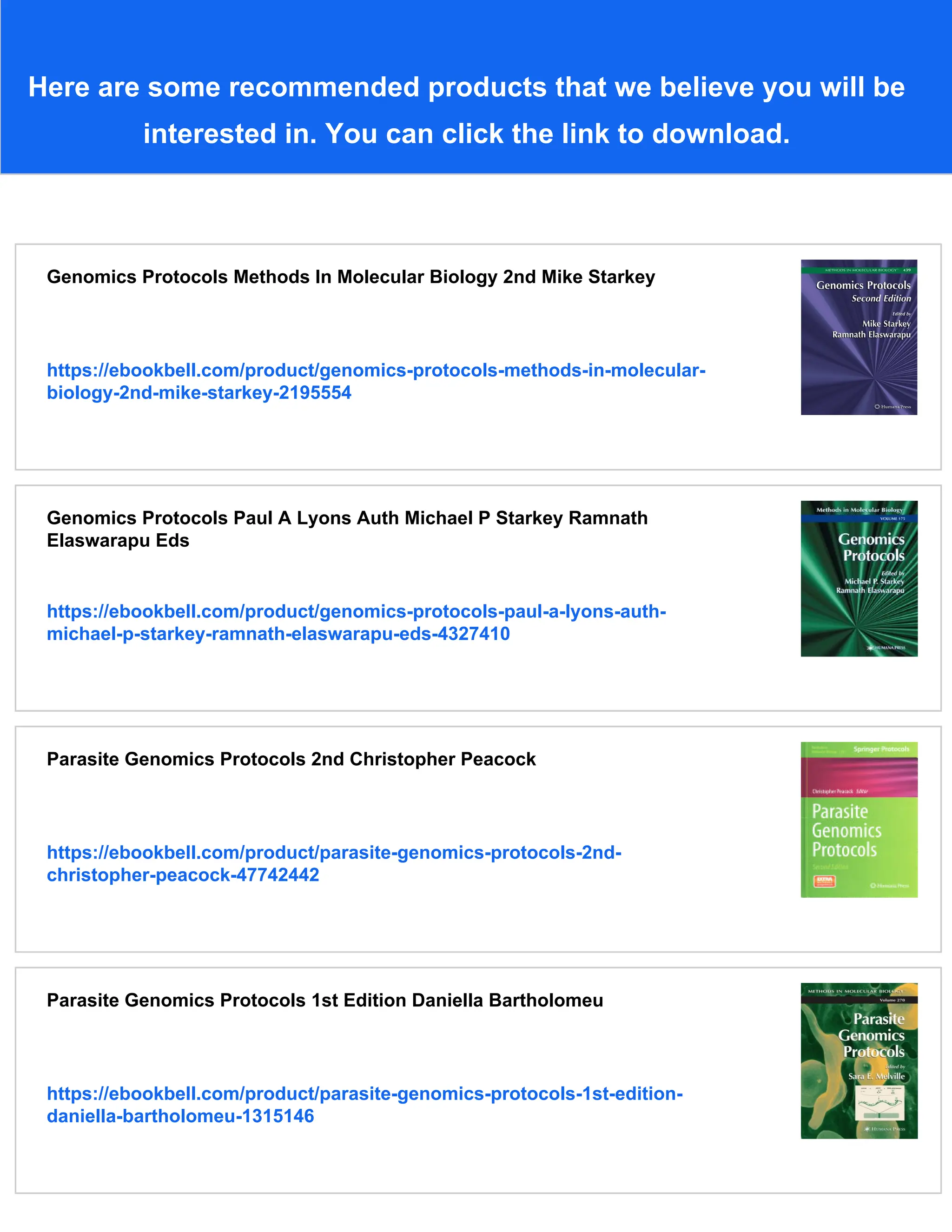 Genomics Protocols 1st Paul A Lyons Auth Michael P Starkey | PDF