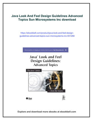 Java Look And Feel Design Guidelines Advanced Topics Sun Microsystems ...