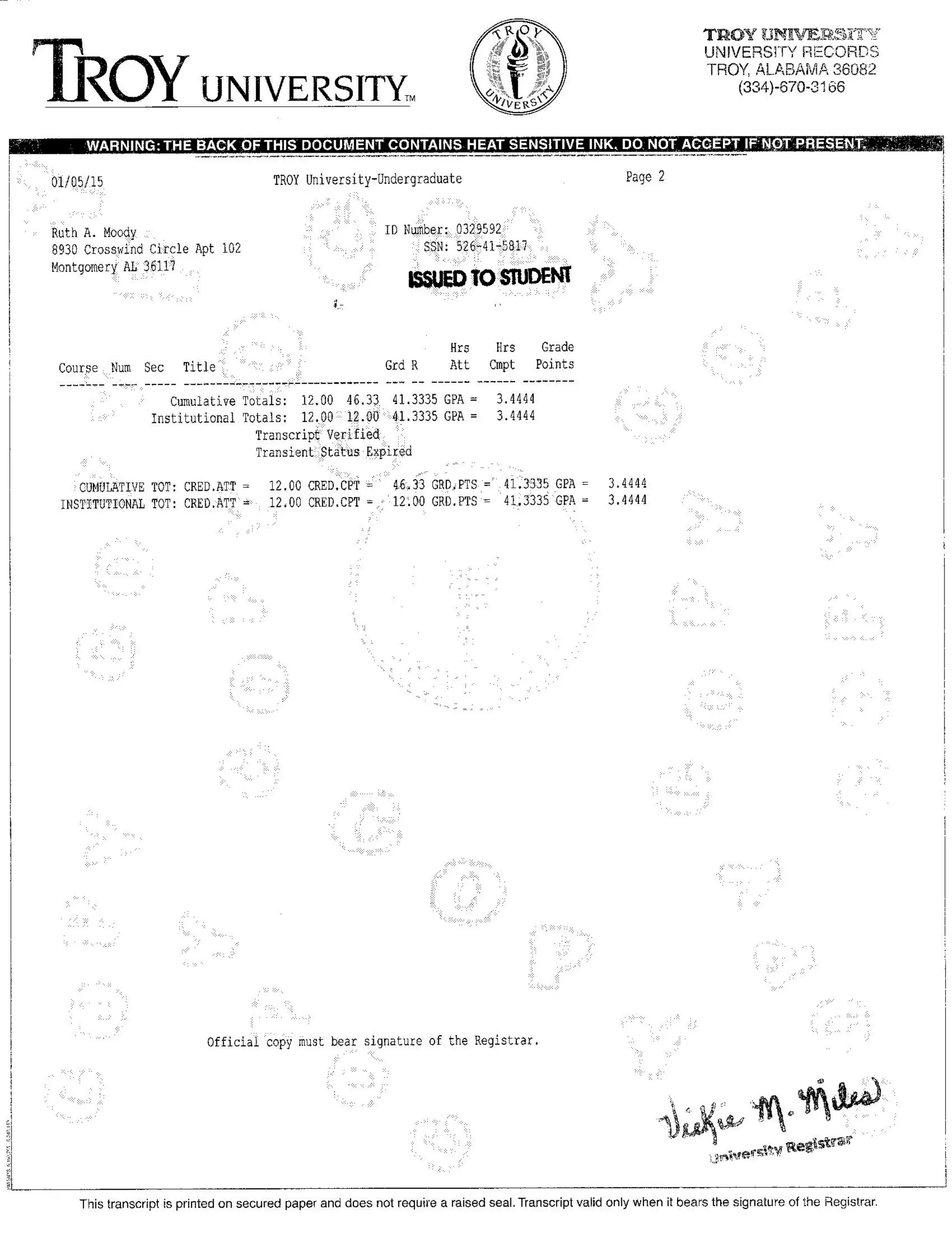 PA Troy University Transcripts | PDF