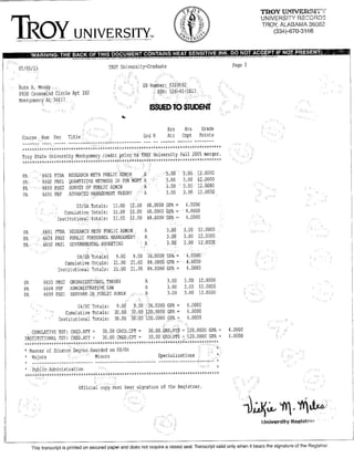 PA Troy University Transcripts | PDF