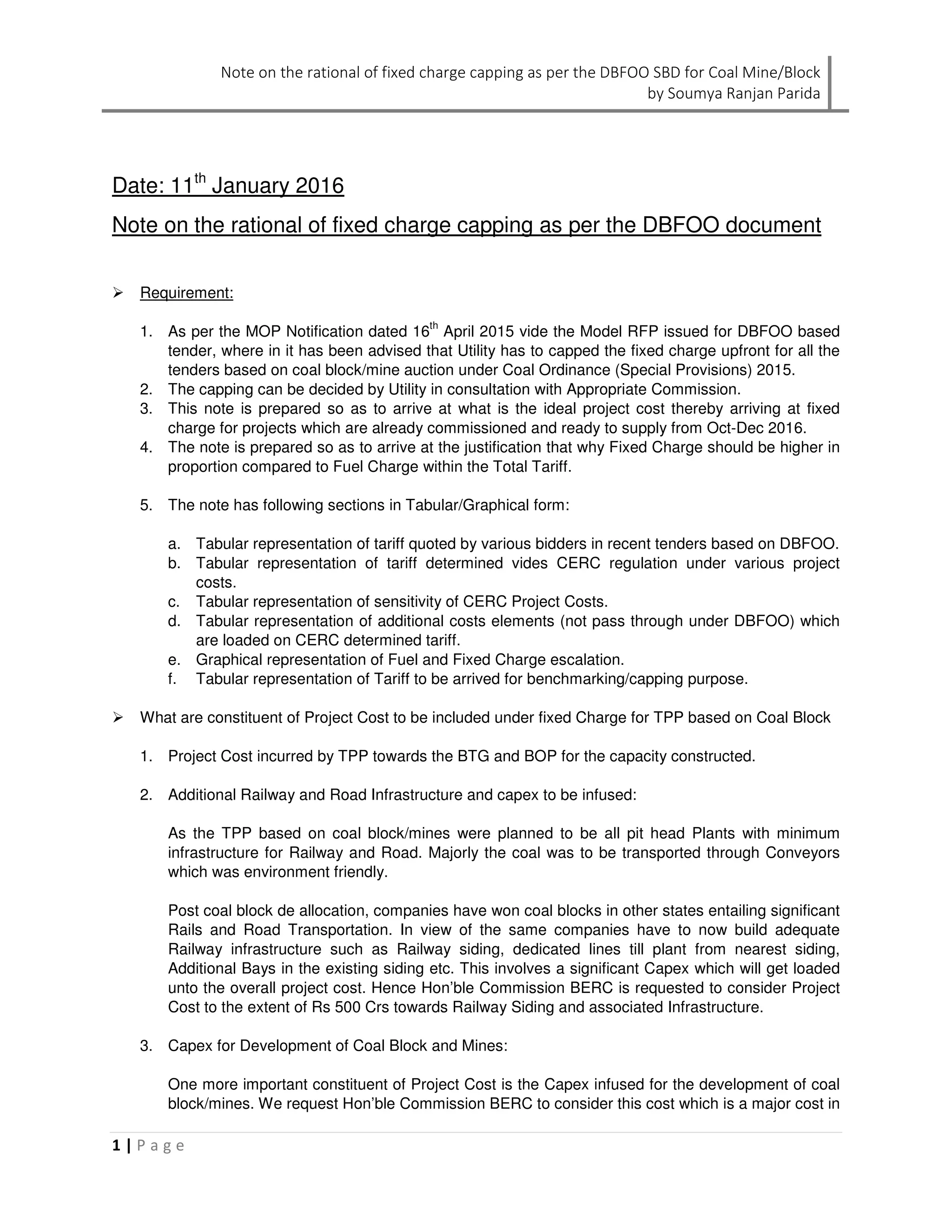 Rational of fixed charge capping as per the DBFOO document | PDF