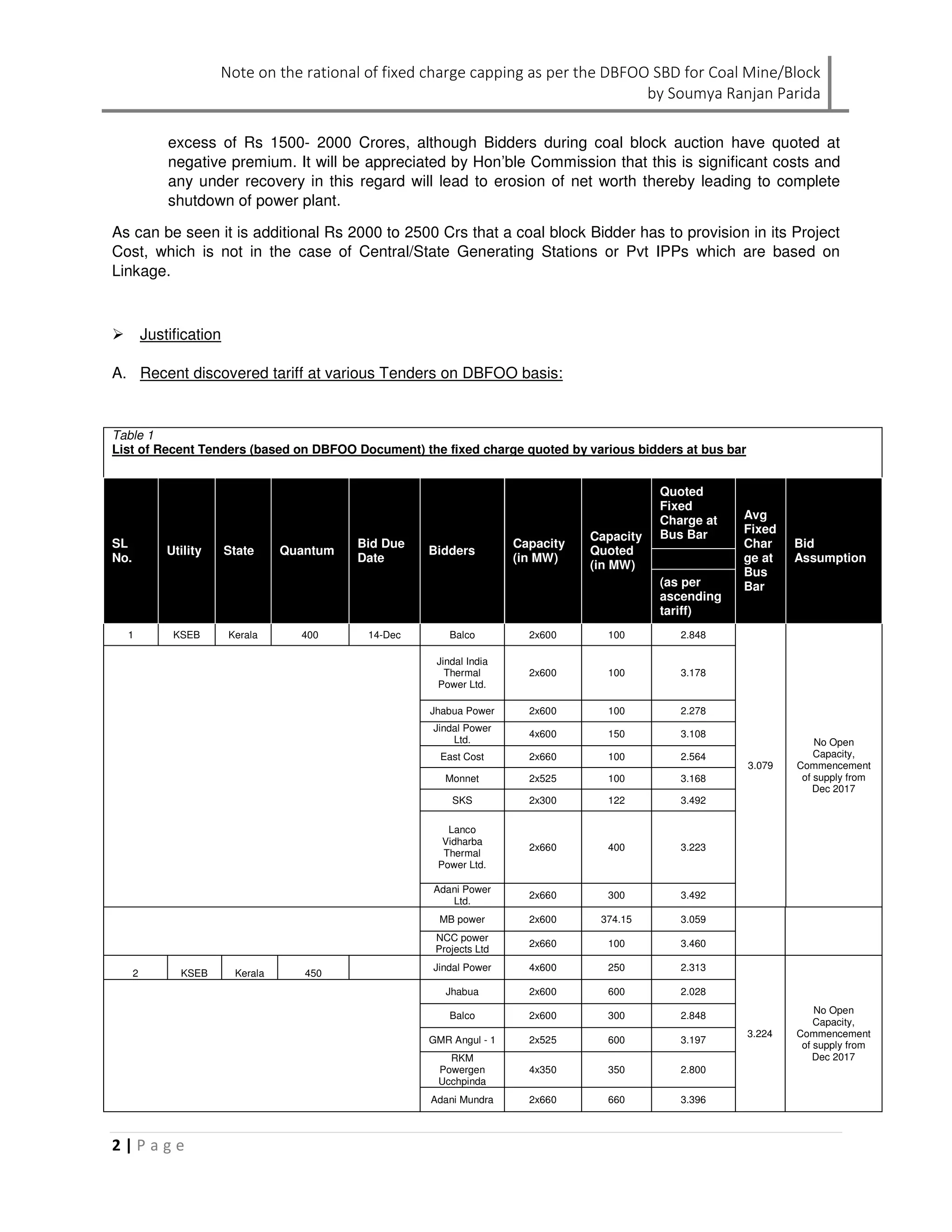Rational of fixed charge capping as per the DBFOO document | PDF