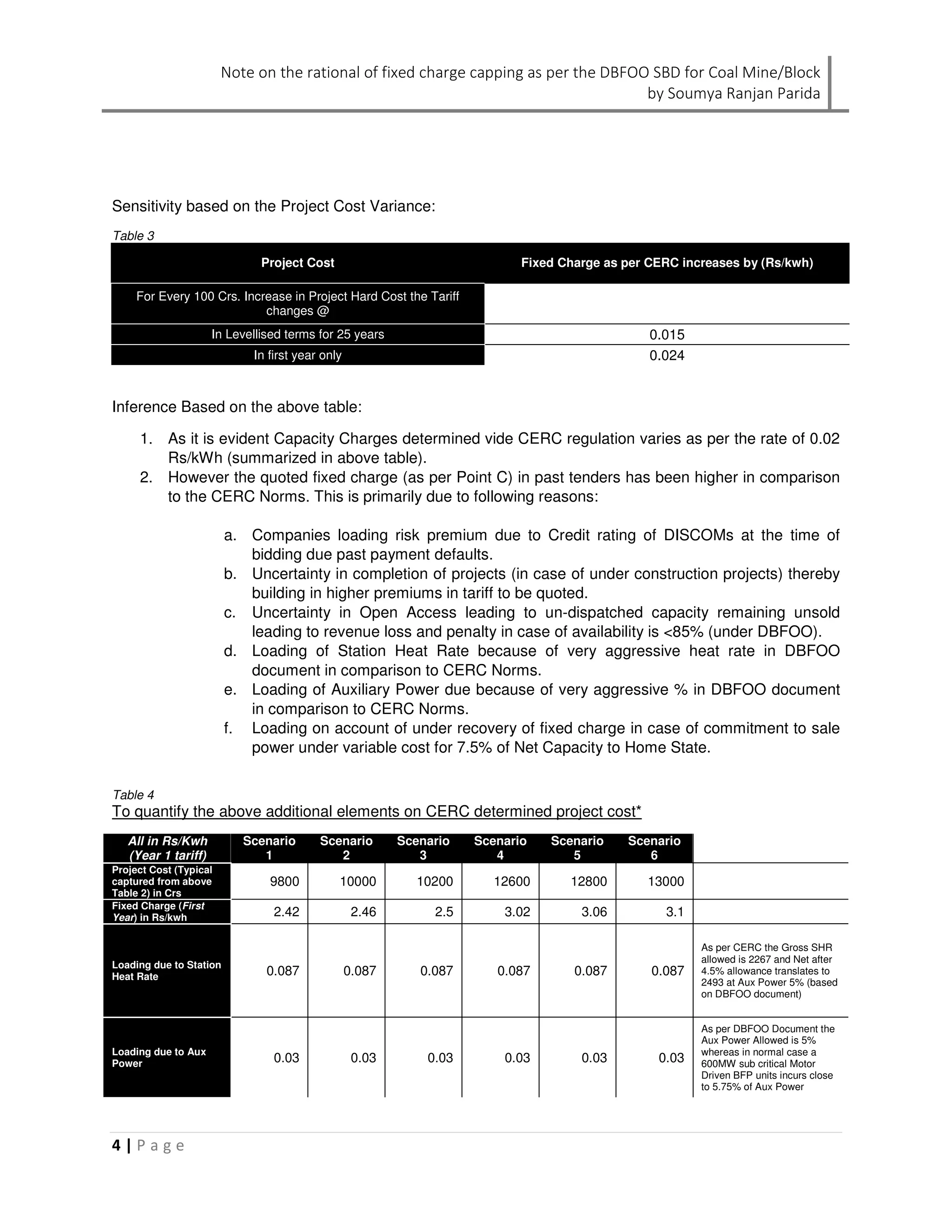 Rational of fixed charge capping as per the DBFOO document | PDF