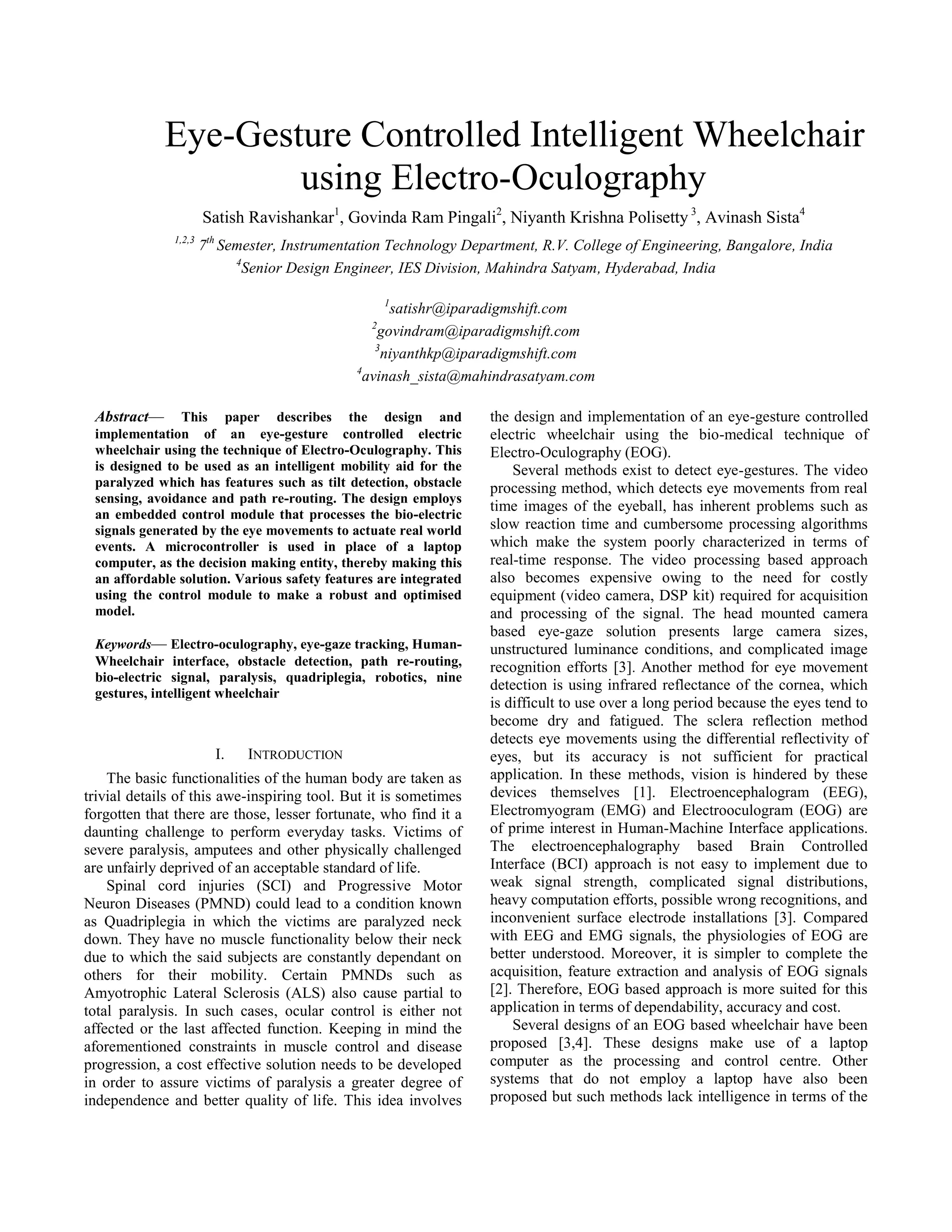 Eye-Gesture Controlled Intelligent Wheelchair using Electro-Oculography ...