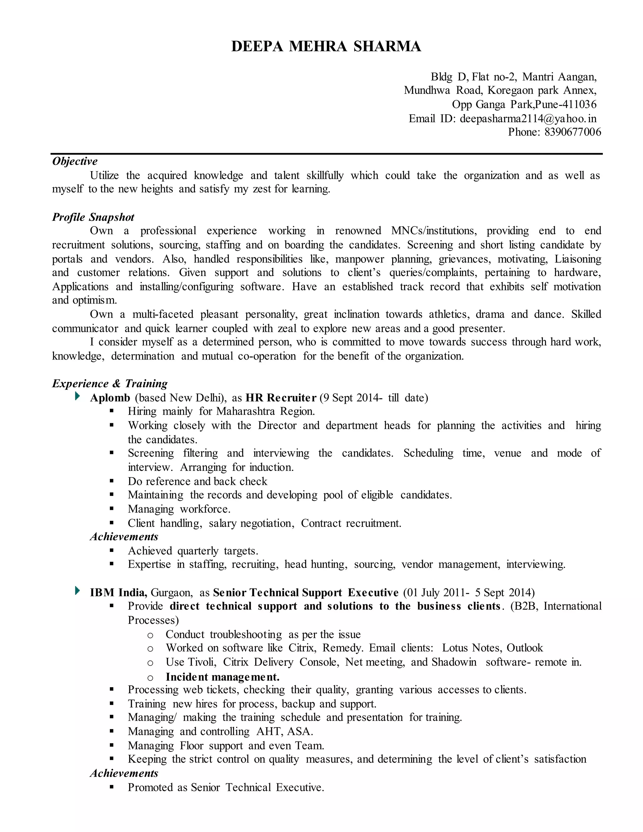 Deepa Resume HR | PDF