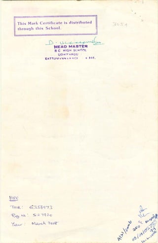 SSLC Mark Sheet | PDF