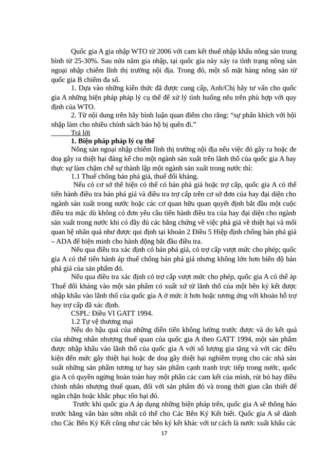 Hướng dẫn học tập môn Luật thương mại quốc tế (có đáp án tham khảo) | PDF