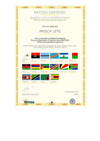 Prisca Lete- Certified Expert-RETOSA | PDF