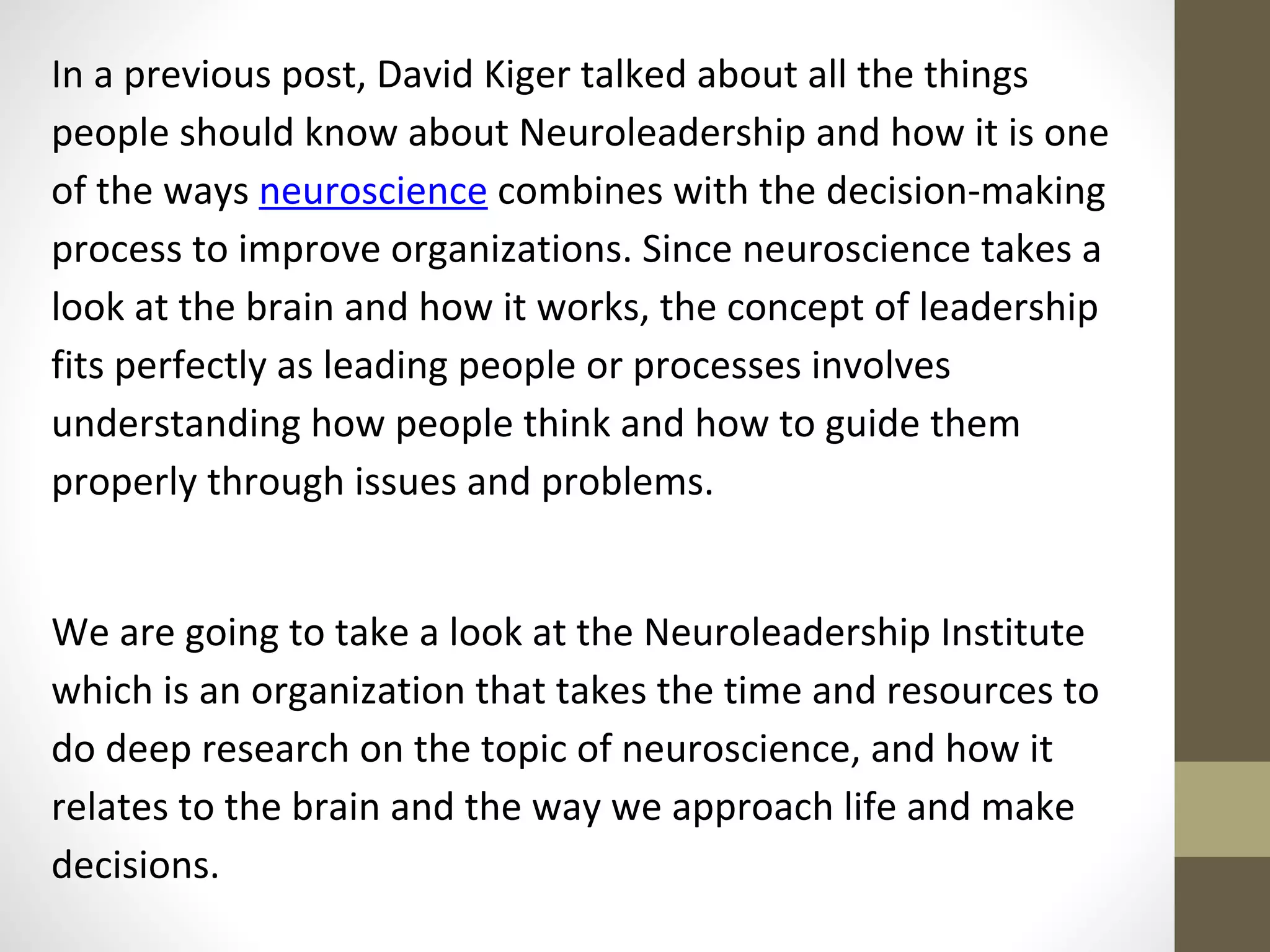 The Neuroleadership Institute: transforming leadership through science ...