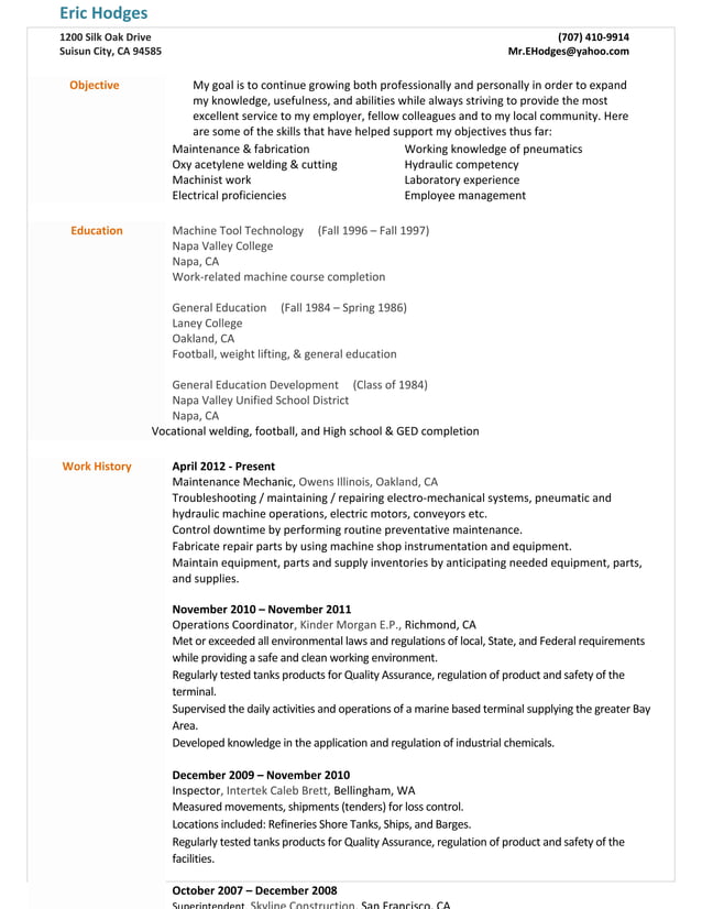 Eric Hodges Current Resume | PDF