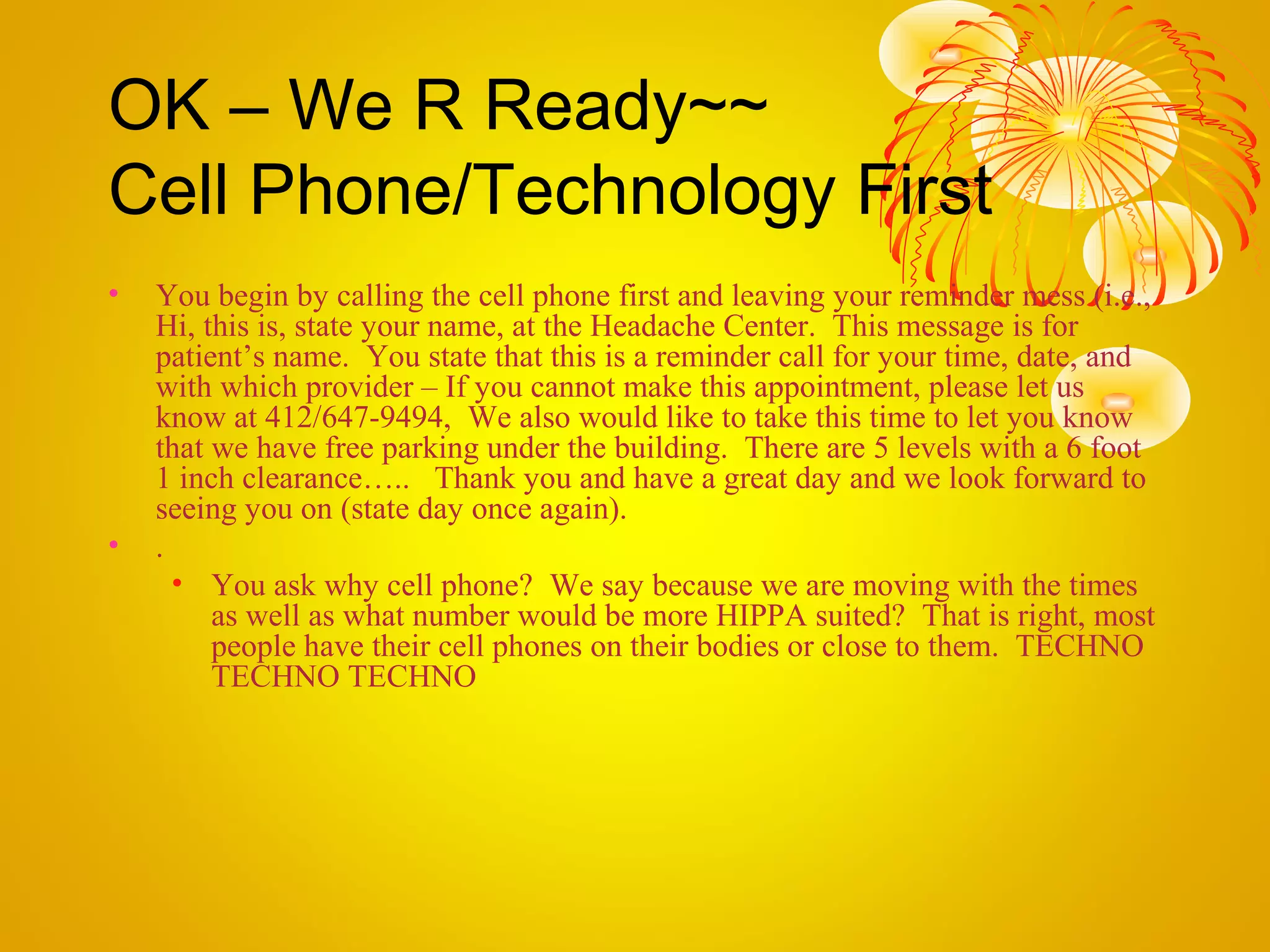 CONFIRMATION CALL PROCEDURE | PPT