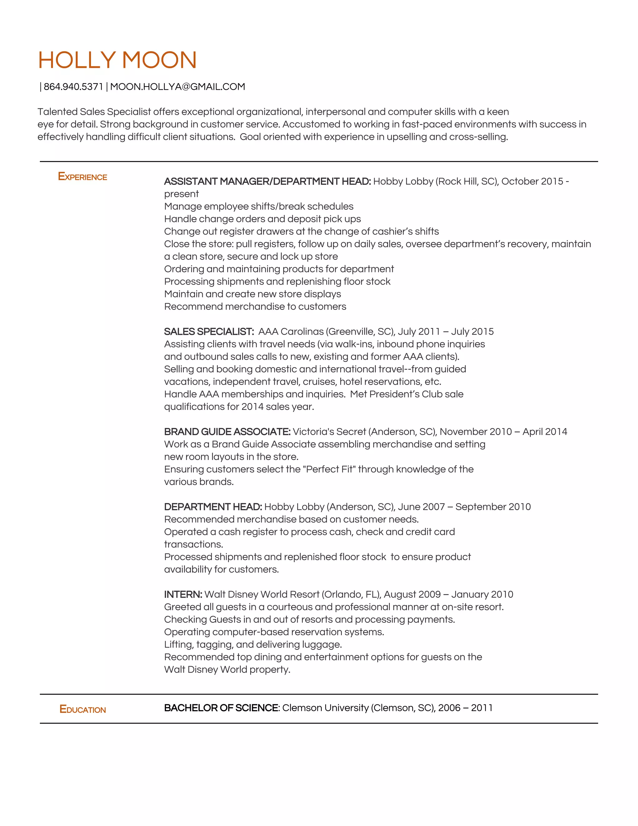 HollysWordresume-3 | PDF