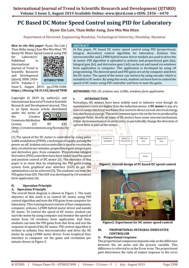PC Based DC Motor Speed Control using PID for Laboratory | PDF