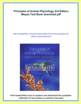 Principles of Animal Physiology 3rd Edition Moyes Test Bank | PDF