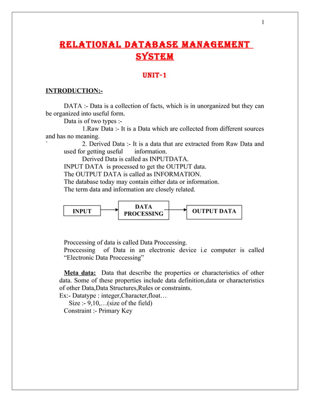 rdbms-notes | DOC | Databases | Computer Software and Applications