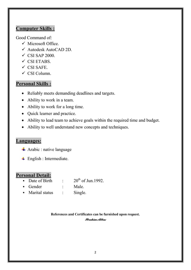 Ibrahim-Abbas civil engineer,cairo university-(My C.V)docx | PDF