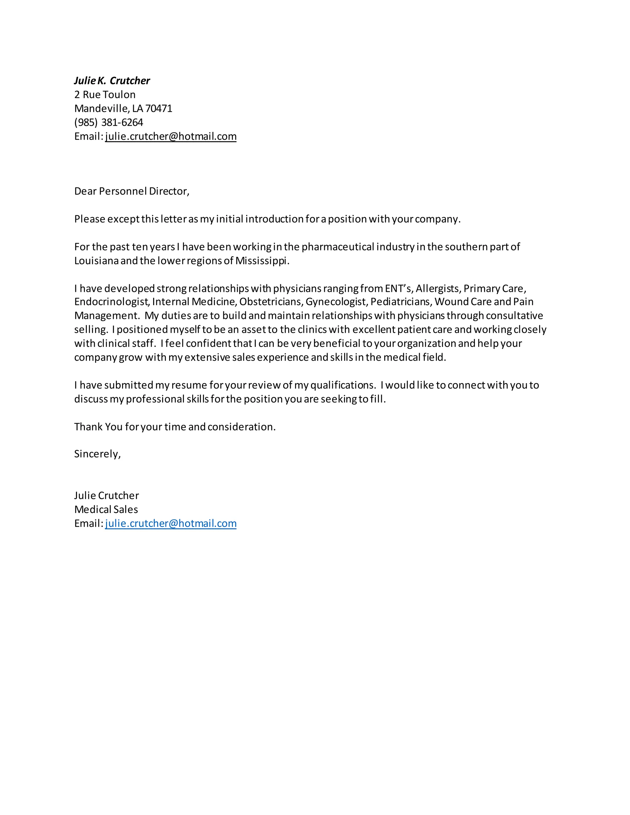julie cover letter | DOCX