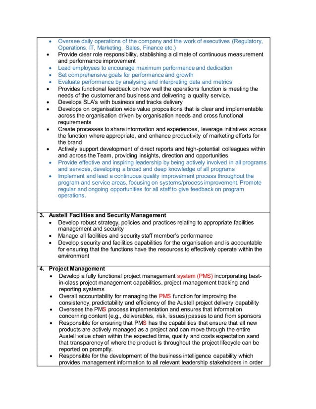 Chief Operating Officer Job Description | PDF